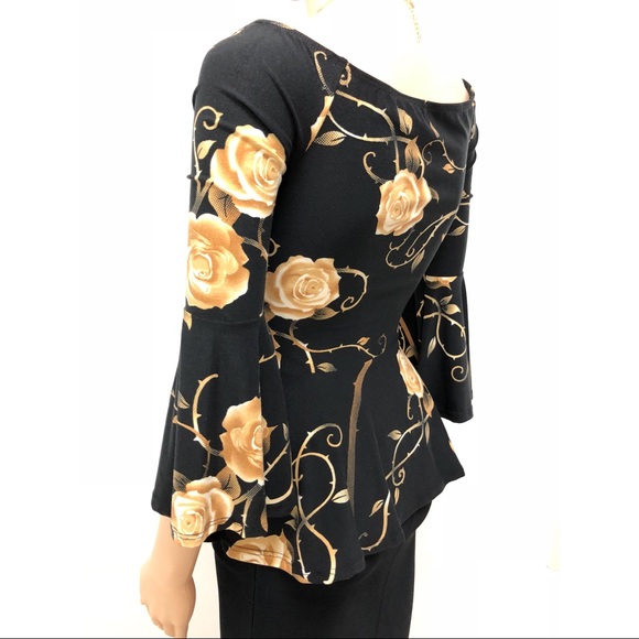 Tops | Sales Off The Shoulder Rose Print Top | Poshmark